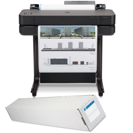 HP DesignJet T630 Large Format Printer, 24" Color Inkjet Plotter, Wireless - Bundle with HP ...
