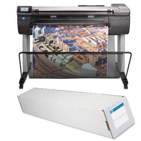 HP DesignJet T830 LF Printer, 36" Color Inkjet Plotter with Paper Roll
