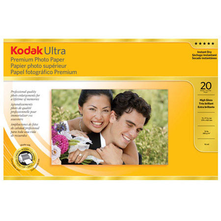 Kodak Ultra Premium Photo High Gloss Inkjet Paper, 11x17", 20 Sheets.