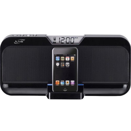 iLive IS208B Stereo Speakers with iPod Dock, Clock and Full-Feature ...