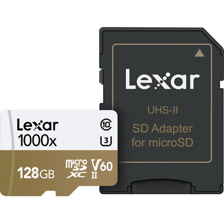 Lexar 128GB Professional 1000x microSDXC UHS-II Memory Card with SD Adapter