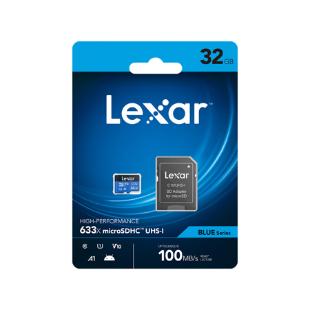 Lexar BLUE Series High-Performance 633x 32GB UHS-I microSDHC Memory ...