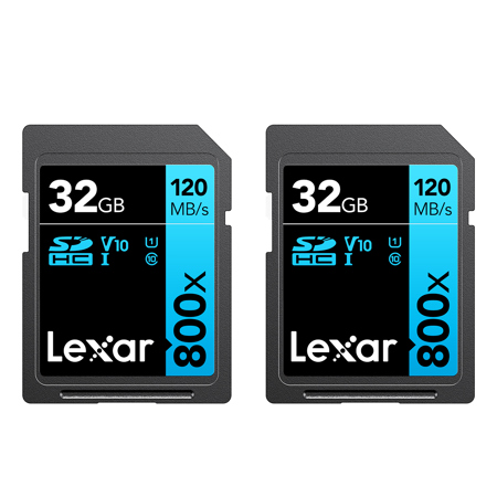 Lexar BLUE Series High-Performance 800x 32GB UHS-I SDHC Memory Card, 2-Pack