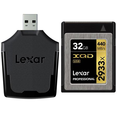 Lexar 32GB Professional 2933x XQD 2.0 Memory Card and USB 3.0 Reader Bundle