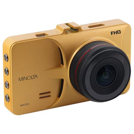 Minolta MNCD53 1080p 12MP Car Dashcam with 3" LCD and G-Sensor, Gold