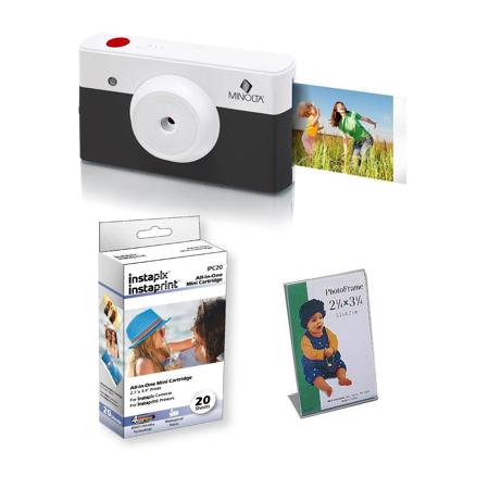 MINOLTA InstaPix Bluetooth Camera and Printer Charcoal W/20-Photo Cartridge