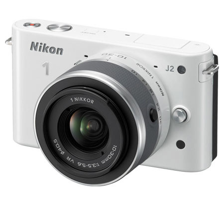 Nikon 1 J2 Mirrorless Camera with 10-30mm (2.7x) Lens, White - Adorama