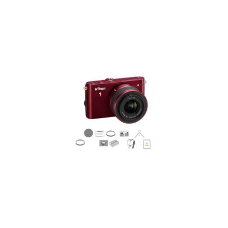 Nikon 1 J3 Mirrorless Digital Camera with 10-30mm VR Lens, RED With Pro ...