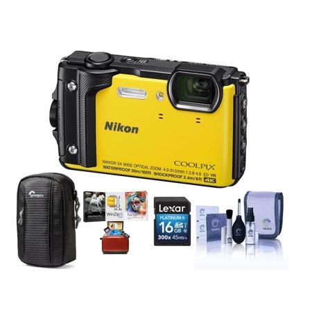 Nikon Coolpix W300 Point & Shoot Camera, Yellow With Free Accessory Bundle