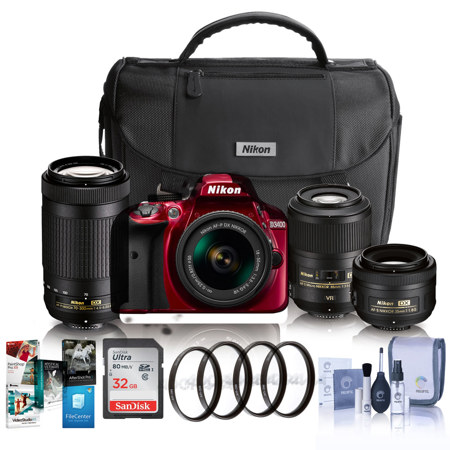Nikon D3400 DSLR w/ 18-55, 70-300mm, Macro, Portrait Lens & Free ...