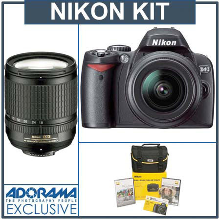 Nikon D40 6.1 Megapixel Digital SLR Camera 7X Zoom Kit Outfit, with 18 ...