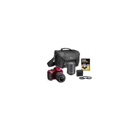 Nikon D5200 Camera, Red, w/18-55 and 55-200 Lenses, Bundle w/Accessory ...