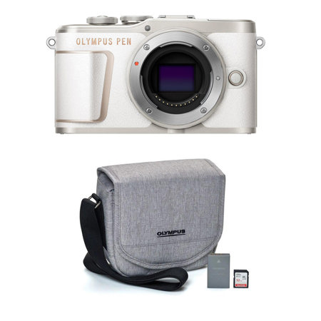 Olympus PEN E-PL10 Mirrorless Camera Body, White with Olympus Starter Kit