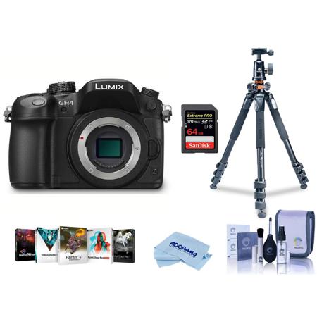 Panasonic Lumix DMC-GH4 Mirrorless Body, Black With Accessory Bundle