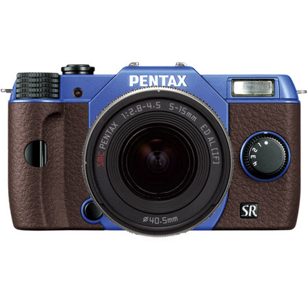 Pentax Q10 Compact Digital Camera w/3x Zoom Lens, Violet Body/Brown Trim