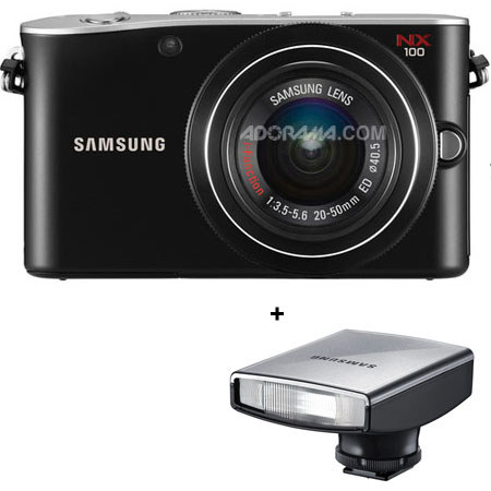 Samsung NX100 AF DSLR Camera Black with 20-50mm/ Flash ISGNX10025B1