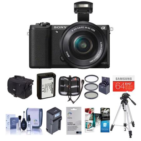 Sony Alpha A5100 Mirrorless Camera w/16-50mm E-Mnt Lens, Black w ...