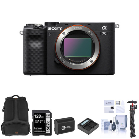 Sony Alpha 7C Mirrorless Camera, Black - Essential Accessories Kit