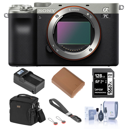 Sony Alpha 7C Mirrorless Camera, Silver, Bundle with Included Value