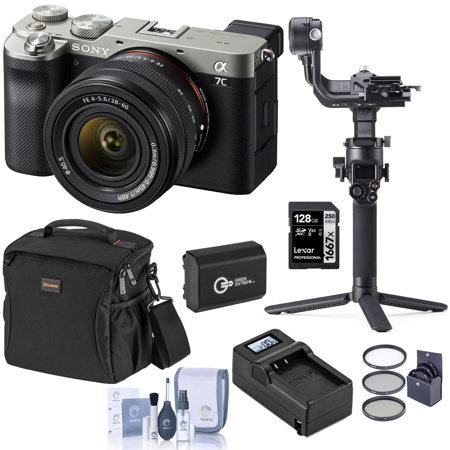 Sony Alpha 7C Mirrorless Camera with 28-60mm Lens, Silver with DJI RSC ...