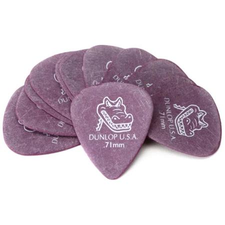 Jim Dunlop Gator Grip Pick for Standard Guitar, 0.71mm Gauge, 12 Pack, Purple