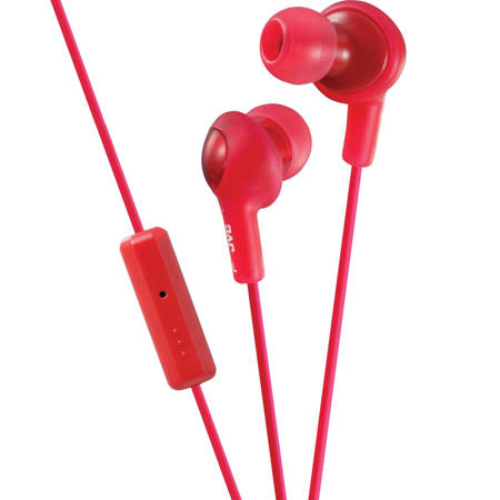 JVC HA-FR6 Gumy Plus In-Ear Headphones with Remote & Mic, Raspberry Red