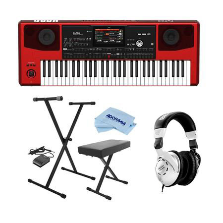 Korg Pa700 61-Key Pro Arranger with Touchscreen & Speakers Red W/Stand/Headphone