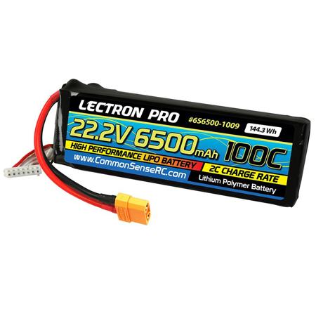 COMMON SENSE RC Lectron Pro 22.2V 6500mAh 100C Lipo Battery with XT90 ...