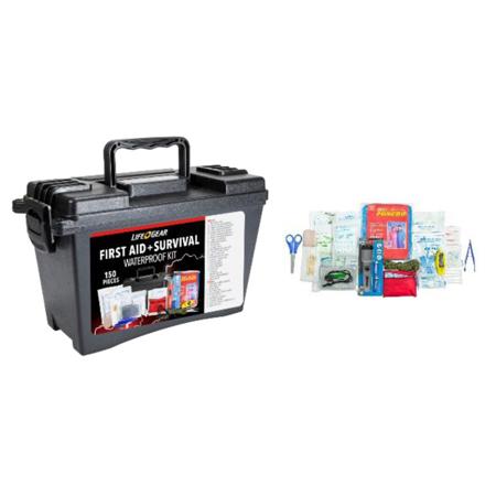 Life+Gear 150 Piece Waterproof First Aid & Survival Kit w/ Ammo Can ...