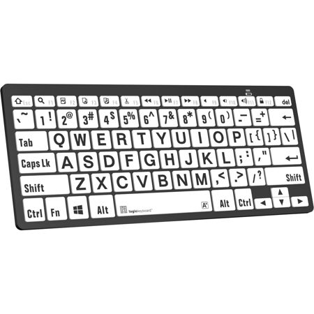 LogicKeyboard XL Print PC Bluetooth Mini Keyboard, Black on White, US ...