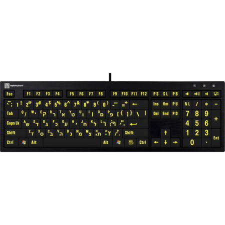 LogicKeyboard XL Print NERO PC Slimline Large Print Keyboard, Yellow On ...
