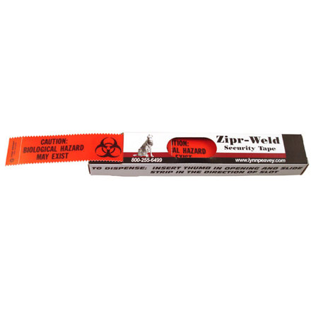 Lynn Peavey 1 3/8x7" Zipr-Weld Seal Red Biohazard Strips, 100 Pack