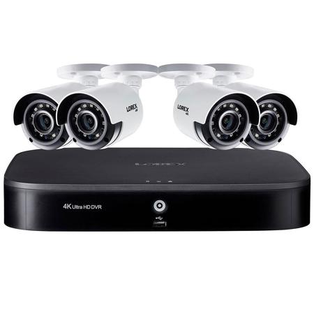 Lorex 4K UHD 8-Channel DVR Security System with 2TB HDD DVR and 4x 4K ...