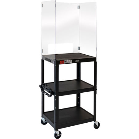 Luxor Adjustable-Height Steel Audio Visual Cart with Acrylic Sneeze ...