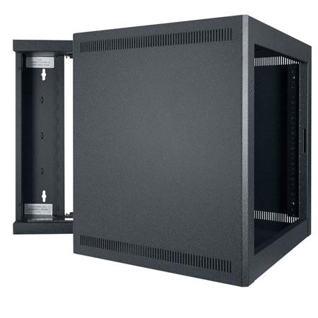 Lowell Manufacturing LWSR-1022 10U Wall Swing-Open Rack, 22" Depth, Black