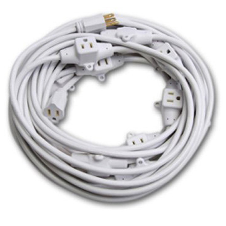 Milspec 32.5' SJTW 14/3 Multi-Outlet Power Distribution Cord, 300V, White