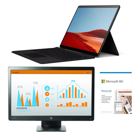 Microsoft 13" Surface Pro X, SQ1 3GHz, 8GB RAM,256GB SSD, Black W/HP ...