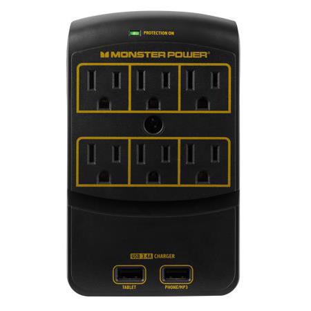 Monster Cable 6 Outlet Power Gold 650 USB Surge Protector - Adorama