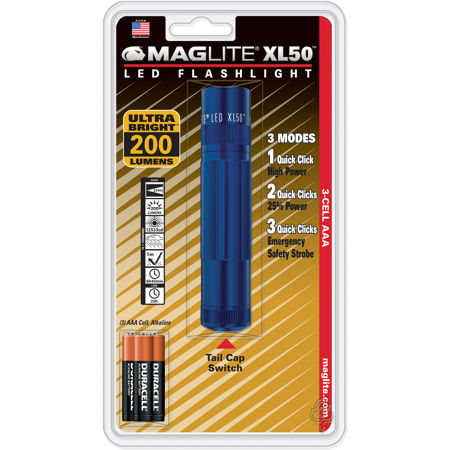MagLite XL50 LED Flashlight with Strobe, 200 Lumens, 735' Beam Distance ...