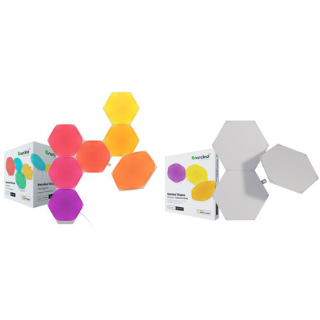 Nanoleaf Shapes Hexagons SM Kit with 7x Hexagon Light Panels W/2x ...