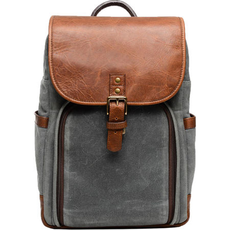 ONA The Monterey Leather/Waxed Canvas Backpack, Smoke and Antique Cognac