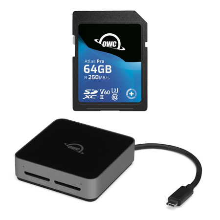 OWC Atlas Pro 64GB SDXC UHS-II V60 Memory Card with Dual SD Card Reader