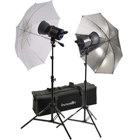 INT416 Stellar X Twin Umbrella Kit, with Two 150 watt Second Monolights ...