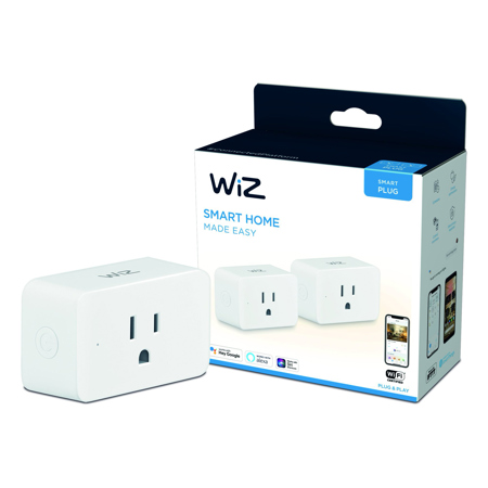 WiZ Wi-Fi Smart Plug, 2-Pack, White - Adorama