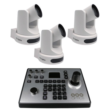 PTZOptics 2.12MP FHD 3G-SDI Gen2 12x PTZ Camera,White,3-Pack,Bundle w ...