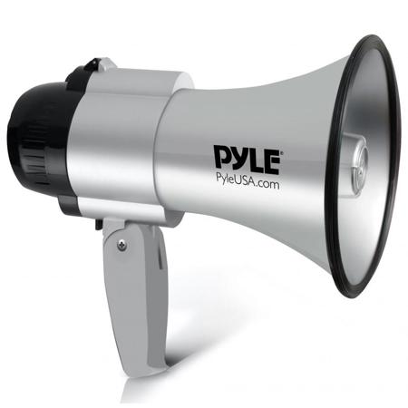 Pyle PMP33 30W PA Megaphone Bullhorn Speaker with Siren, Silver