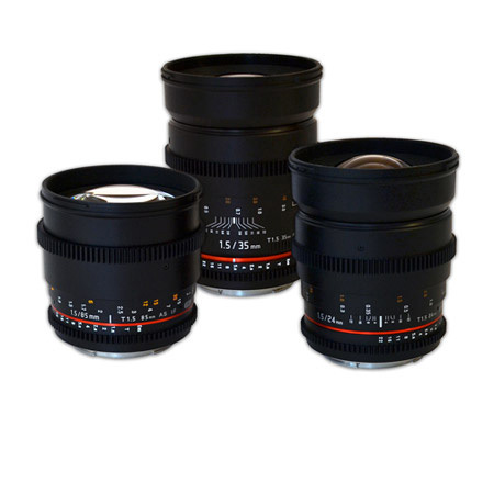 Rokinon Nikon Mount Three Cine Lens Bundle w/24mm,35mm & 85mm Rokinon ...