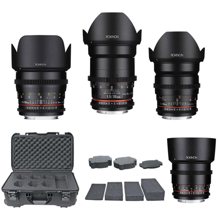 Rokinon 24mm, 35mm, 50mm & 85mm T1.5 Cine DS 4-Lens Kit for Canon EF ...