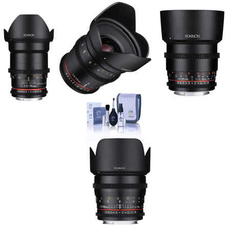 Rokinon 35mm, 50mm, 85mm T1.5 & 20mm T1.9 Cine DS 4-Lens Kit for Canon EF
