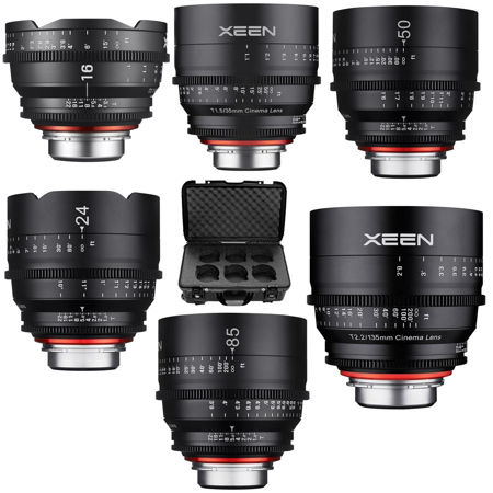 Rokinon Xeen 16mm, 24mm, 35mm, 50mm, 85mm,135mm Pro Cine 6-Lens Kit for ...